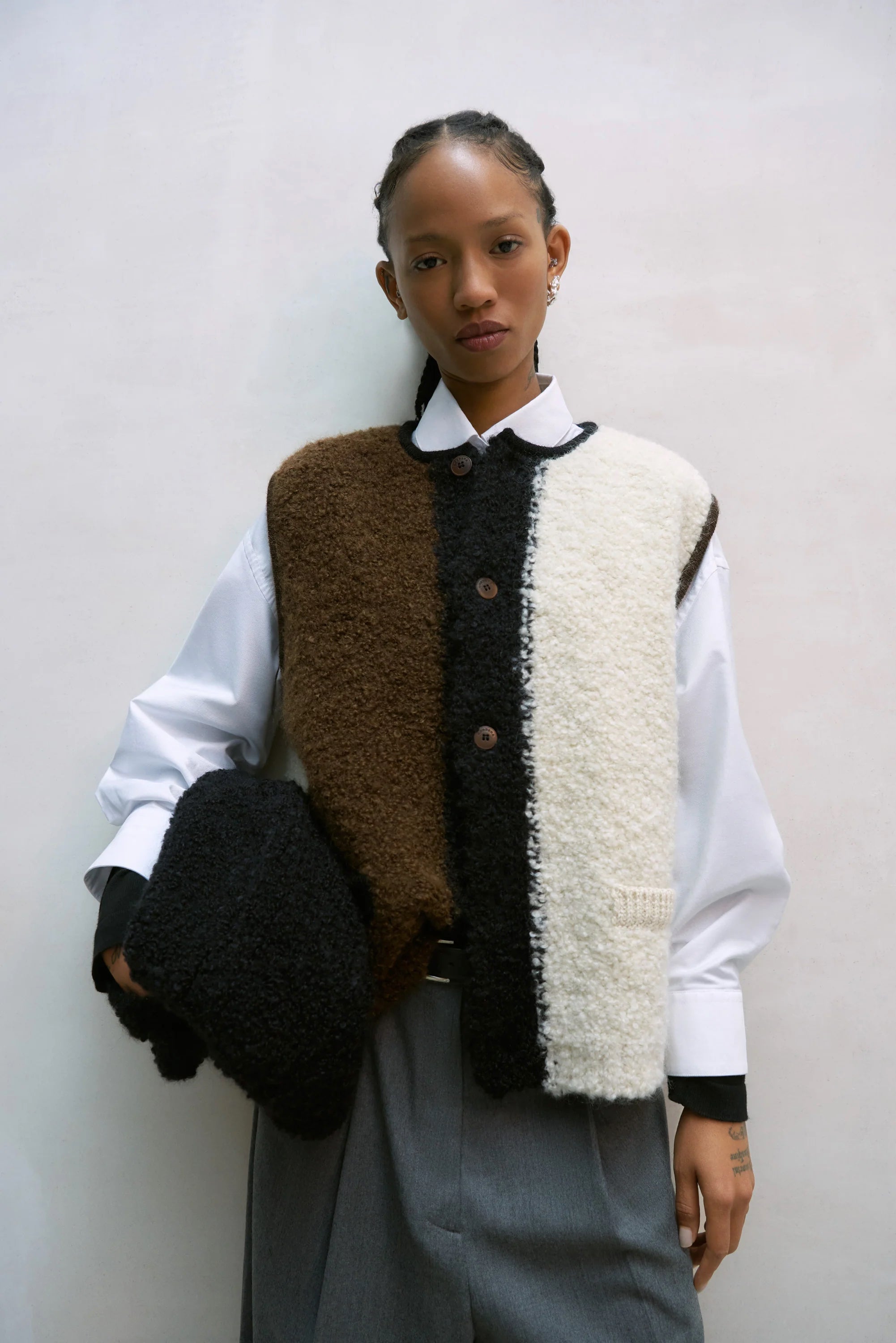 Cordera Wool & Mohair Waistcoat - Colorblock | Garmentory