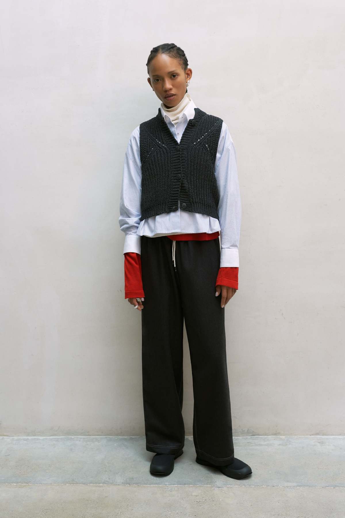 Cordera Cotton Cropped Waistcoat - Anthracite | Garmentory