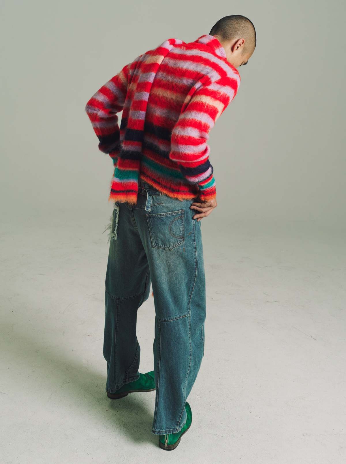 Edward Cuming Mohair Cardigan - Red Multi Stripe | Garmentory