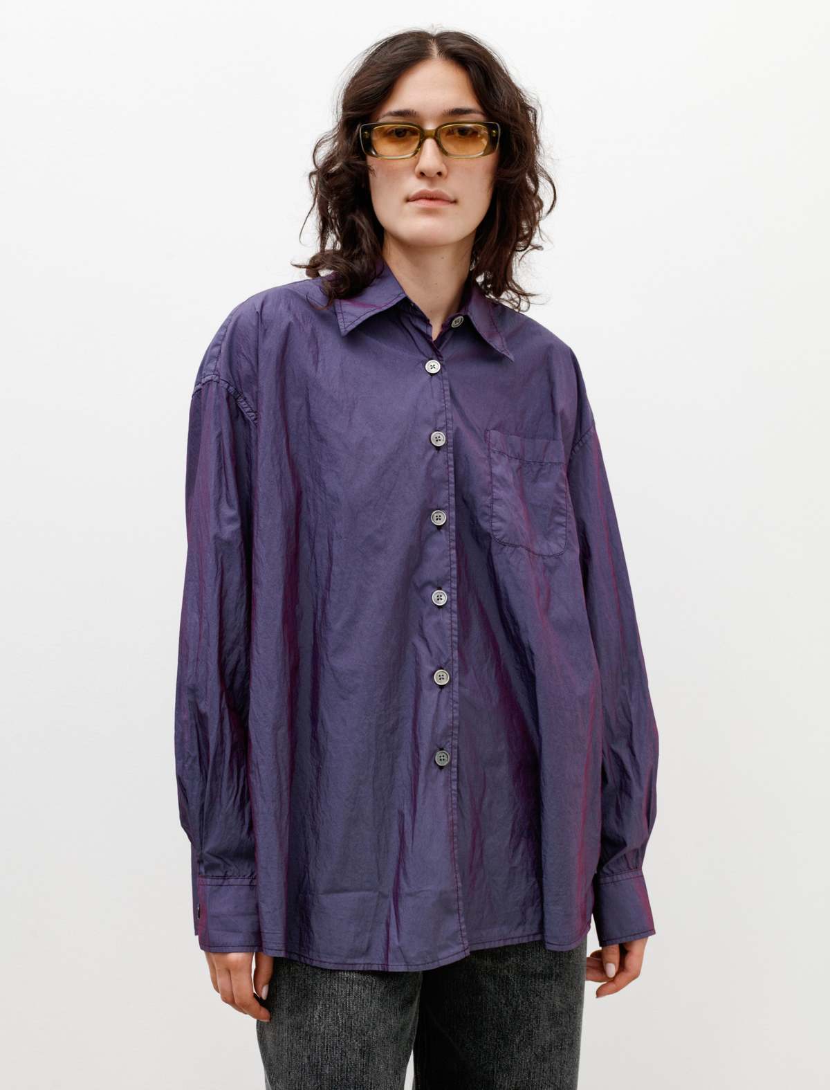 Our Legacy Borrowed Shirt - Blackcurrant Parachute Poplin | Garmentory