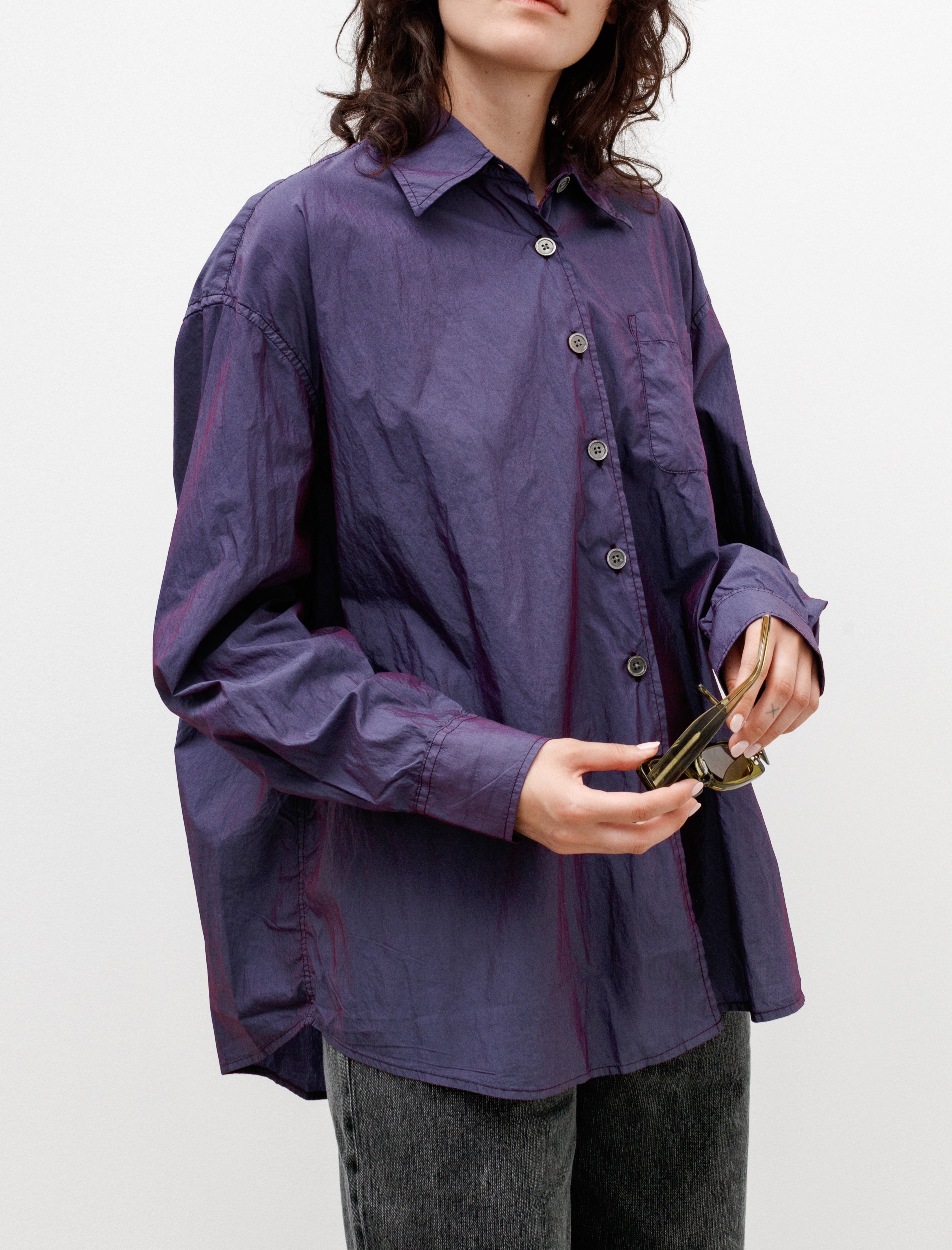 Our Legacy Borrowed Shirt - Blackcurrant Parachute Poplin | Garmentory