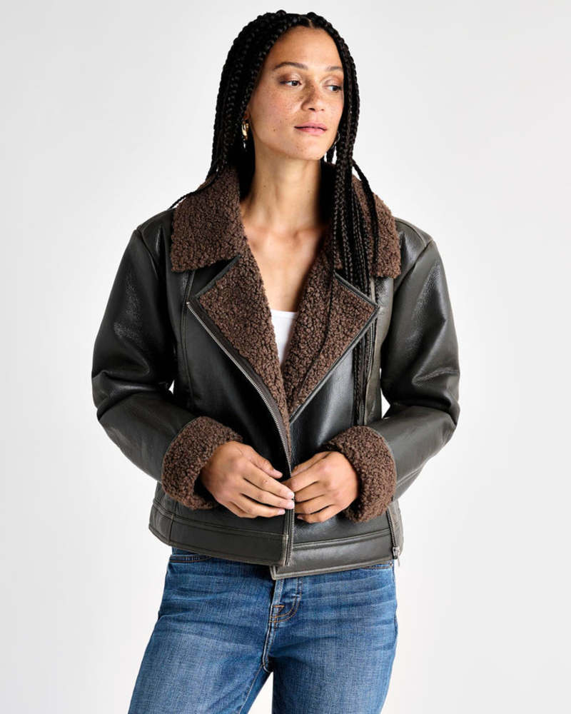 Splendid Romy Vegan Leather Jacket - Chocolate | Garmentory