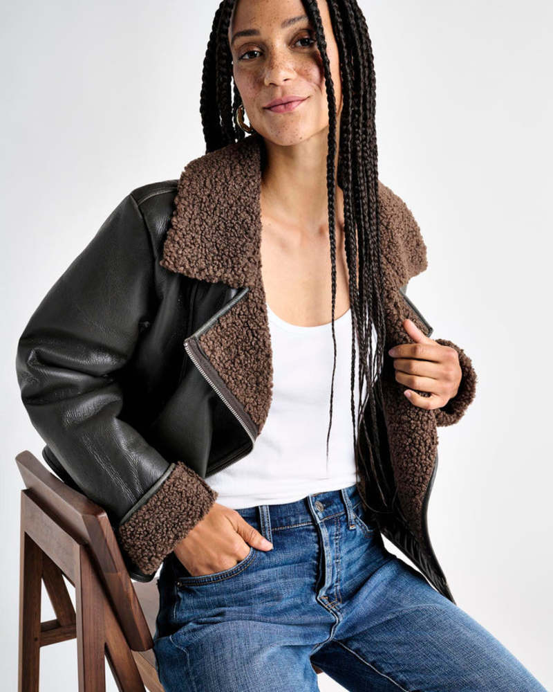 Splendid Romy Vegan Leather Jacket - Chocolate | Garmentory