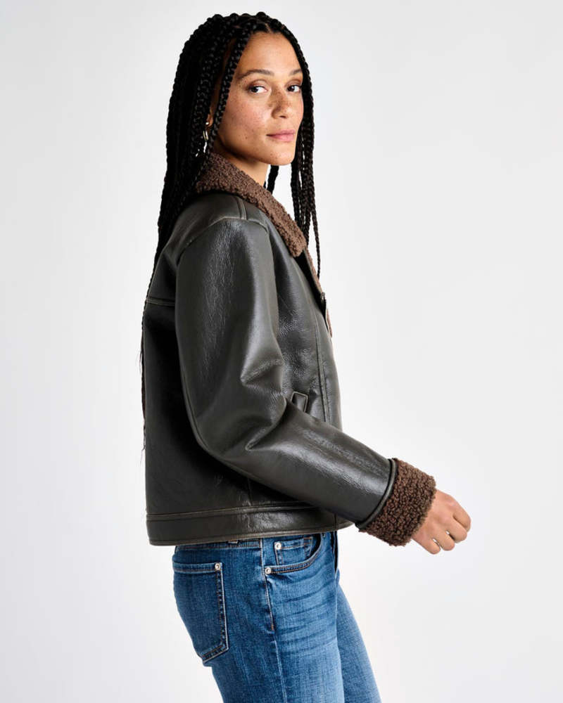 Splendid Romy Vegan Leather Jacket - Chocolate | Garmentory