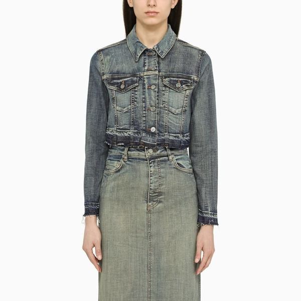 Ganni Washed Denim Jacket - Light Blue | Garmentory