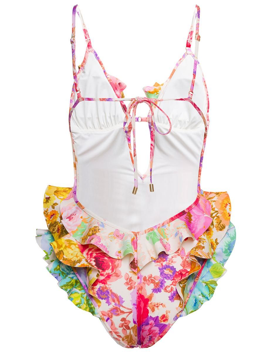 'Raje' Multicolor One-Piece Swimsuit with Floreal Print and Frills in ...