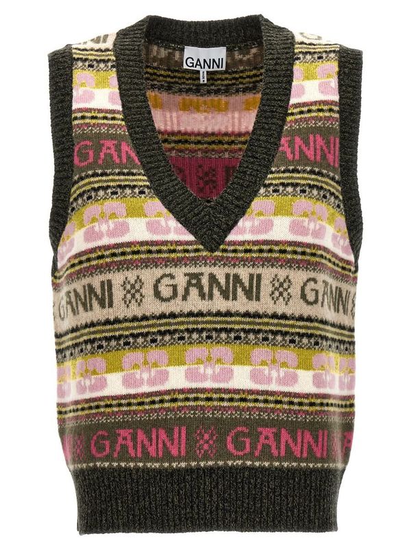 Ganni Logo Waistcoat - Multicolor | Garmentory