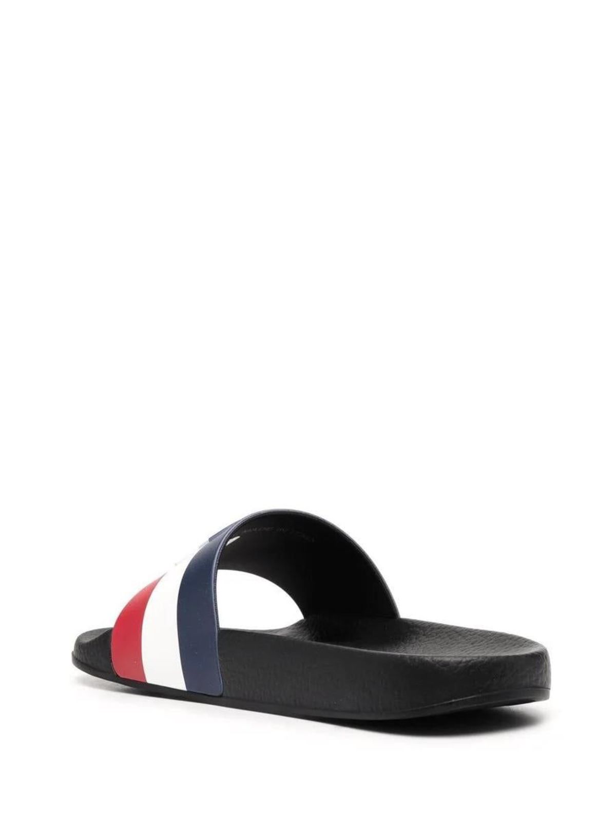 MONCLER embossed-logo striped flip flops | Garmentory