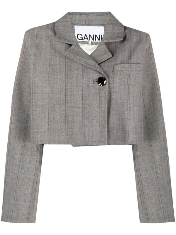 GANNI Herringbone-pattern blazer | Garmentory