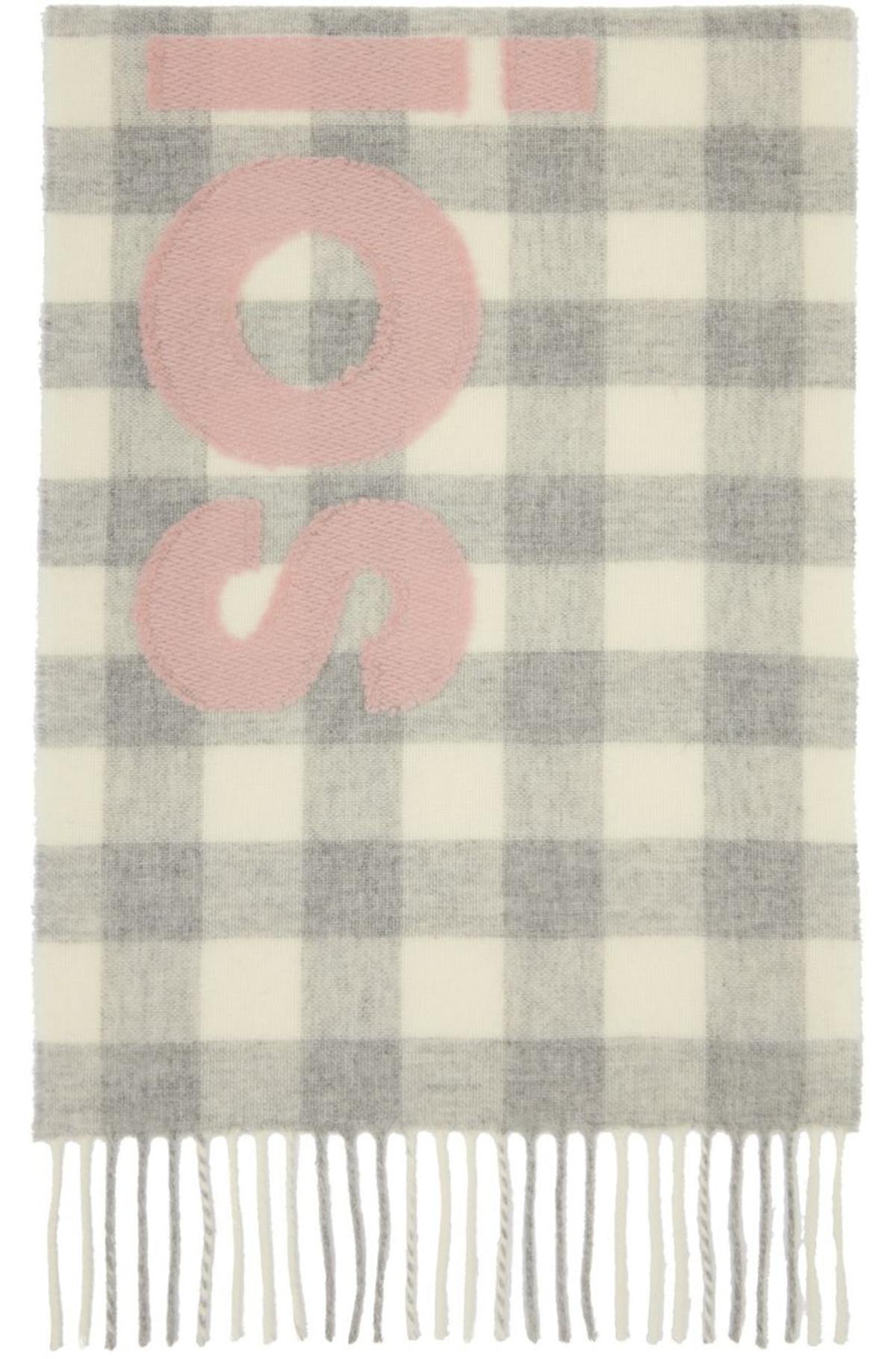 Acne Studios Check Logo Scarf - Gray/White | Garmentory