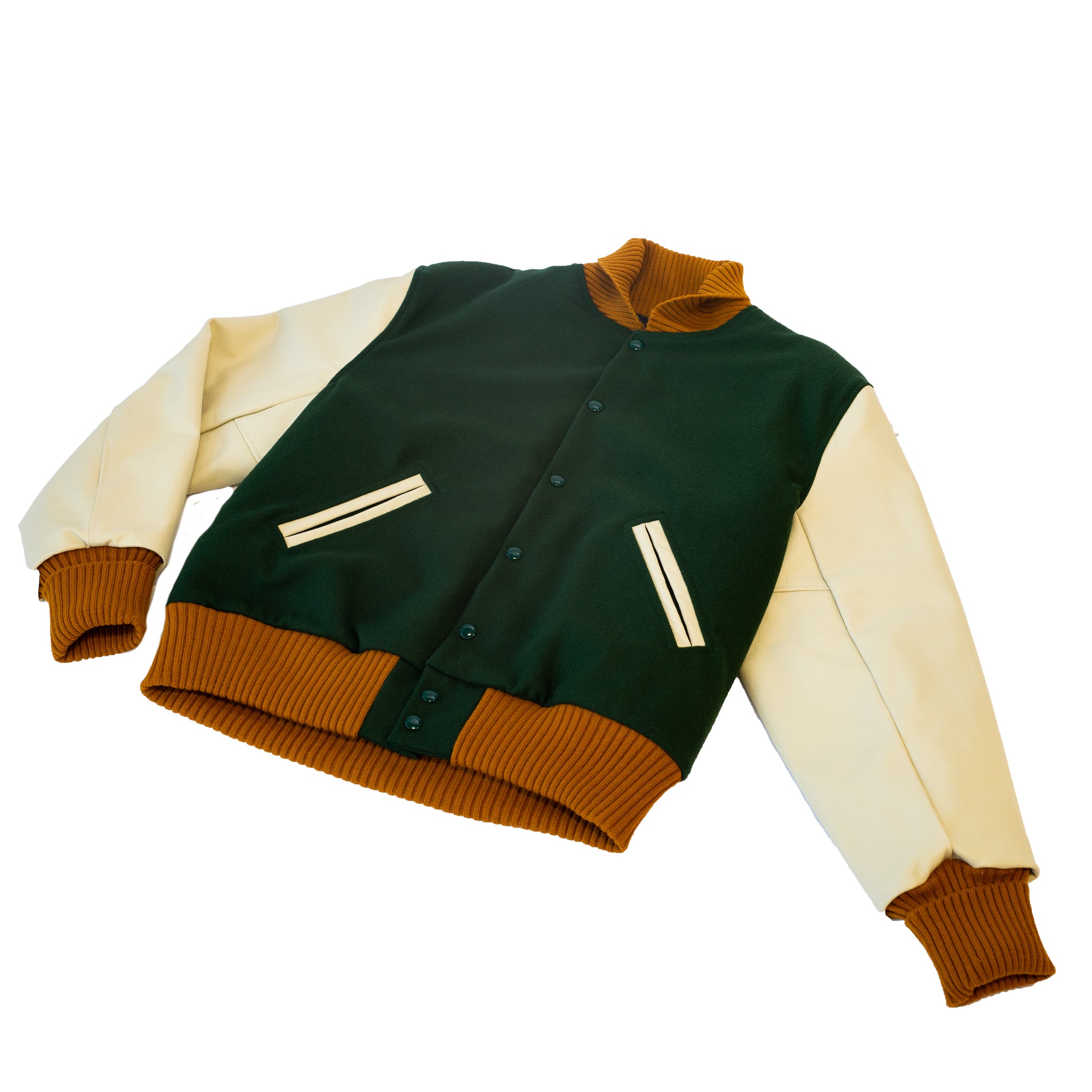 Engineered Garments Varsity Jacket - Olive Wool Melton | Garmentory