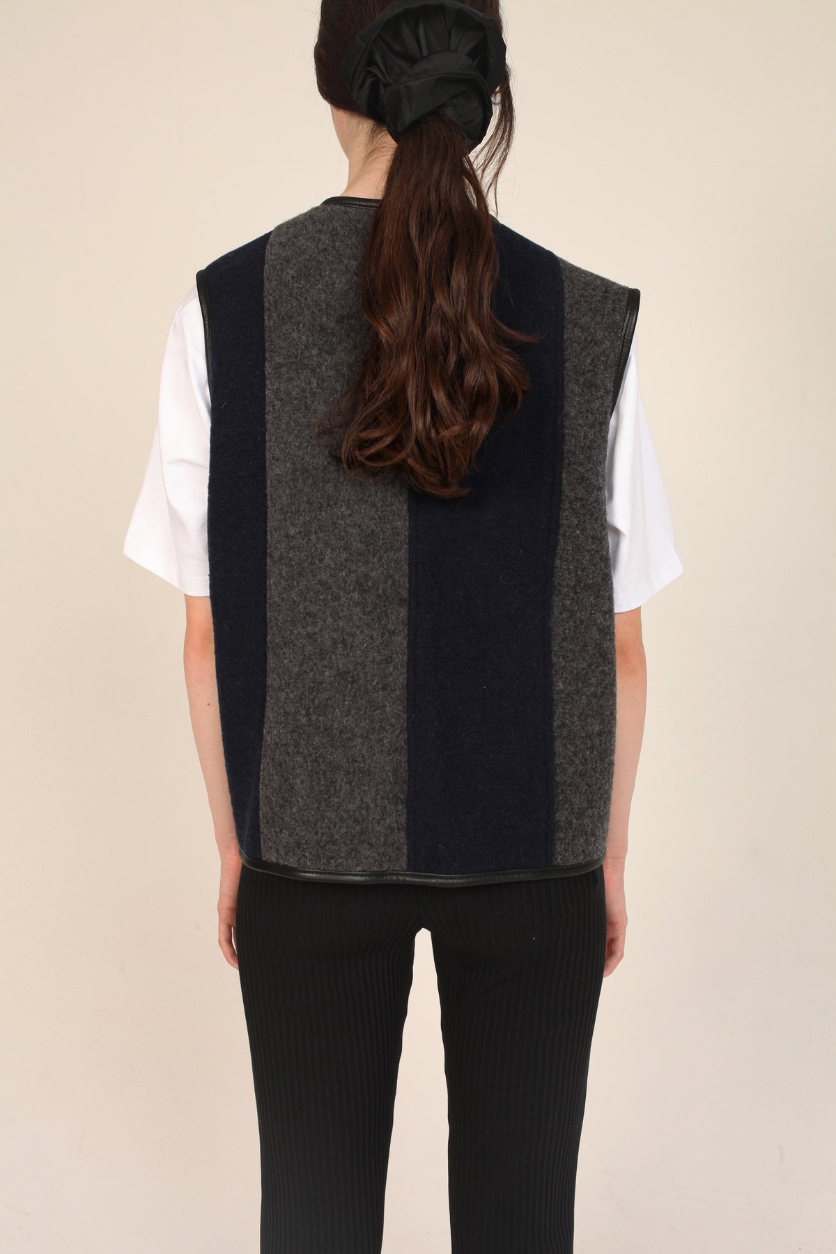 CAWLEY Ella Portuguese Boiled Wool Vest - Navy/Grey | Garmentory