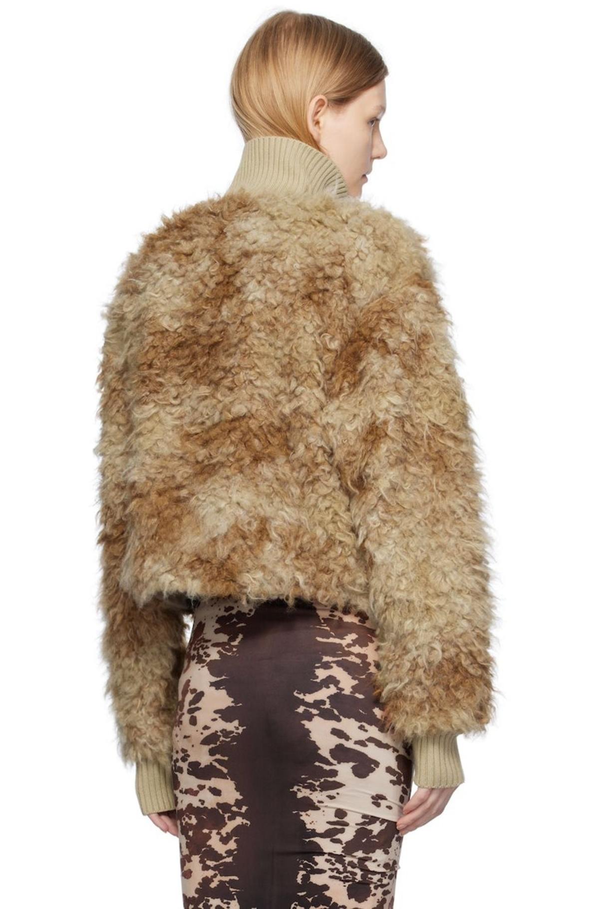 Acne Studios Brown & Beige Furry Faux-Fur Jacket - Brown/Beige | Garmentory