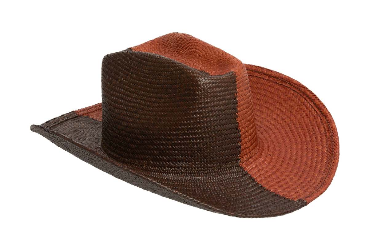 Cowboy Hat in Two Tone Lava Rock Toquilla Straw | Garmentory