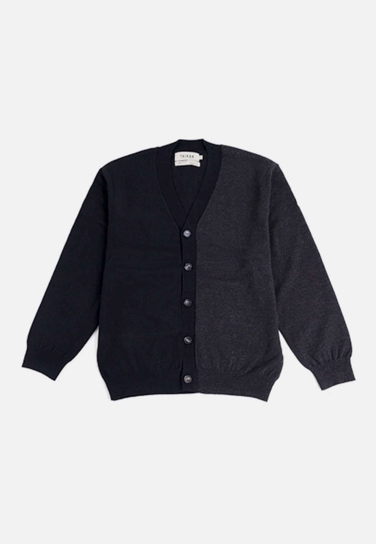 Taikan Colour Blocked Cardigan - Black/Charcoal | Garmentory