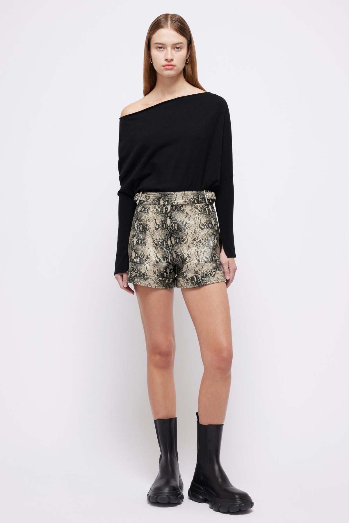 Jonathan Simkhai Chace Belted Short - Macadamia Python | Garmentory