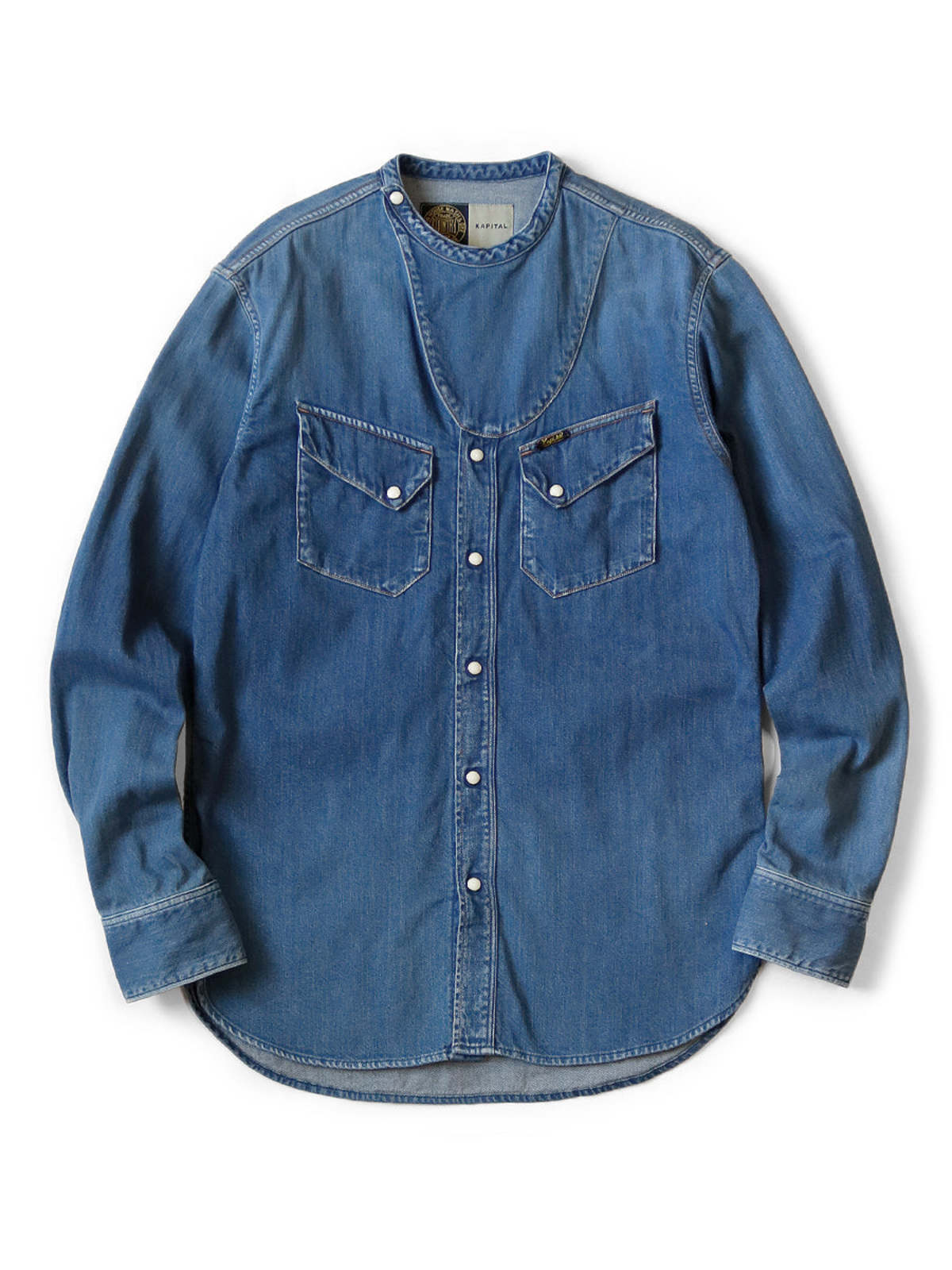 Kapital 8oz Denim ROLLER Collar Baseball Western Shirt - Indigo ...