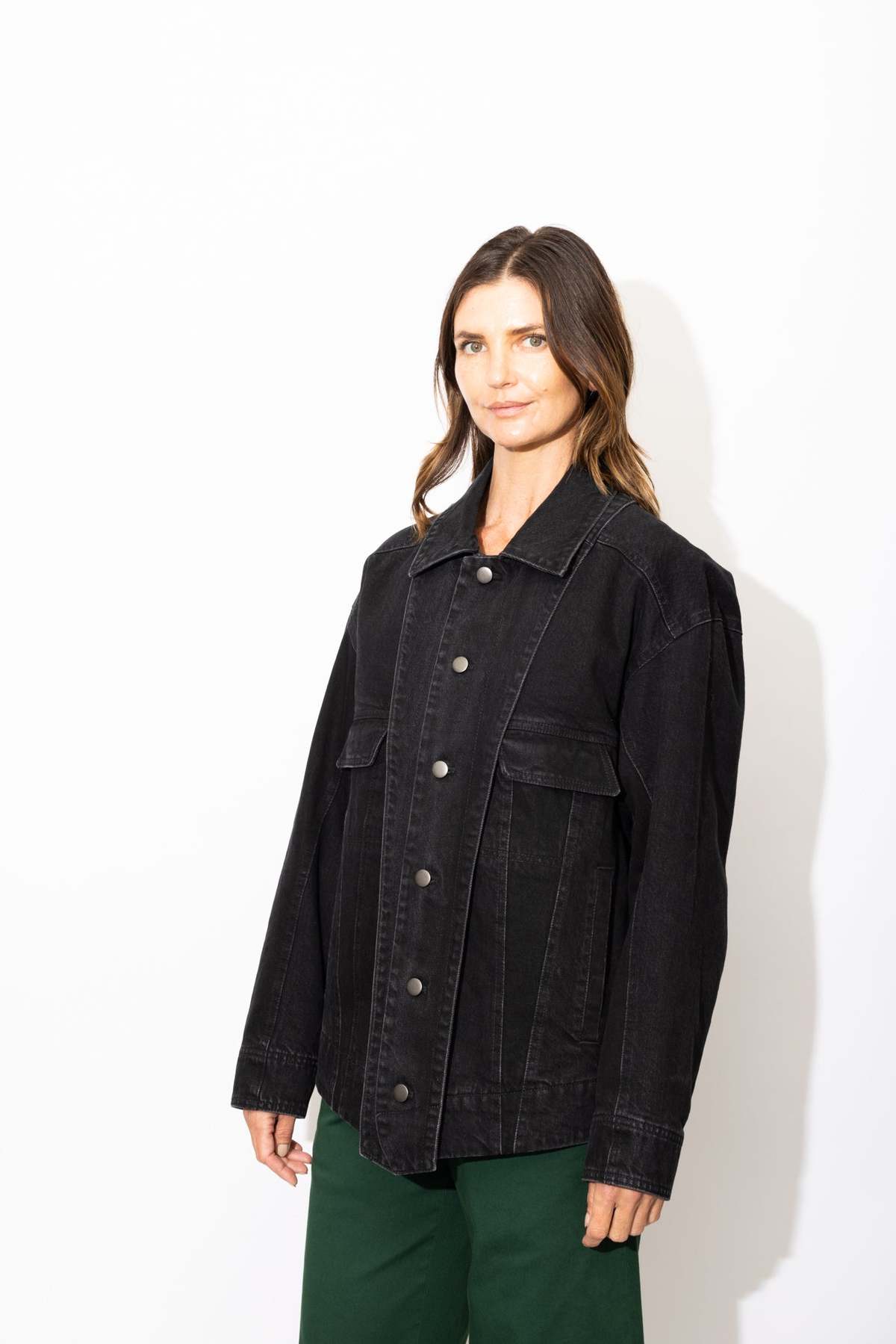 Tibi Denim Jacket - Black | Garmentory