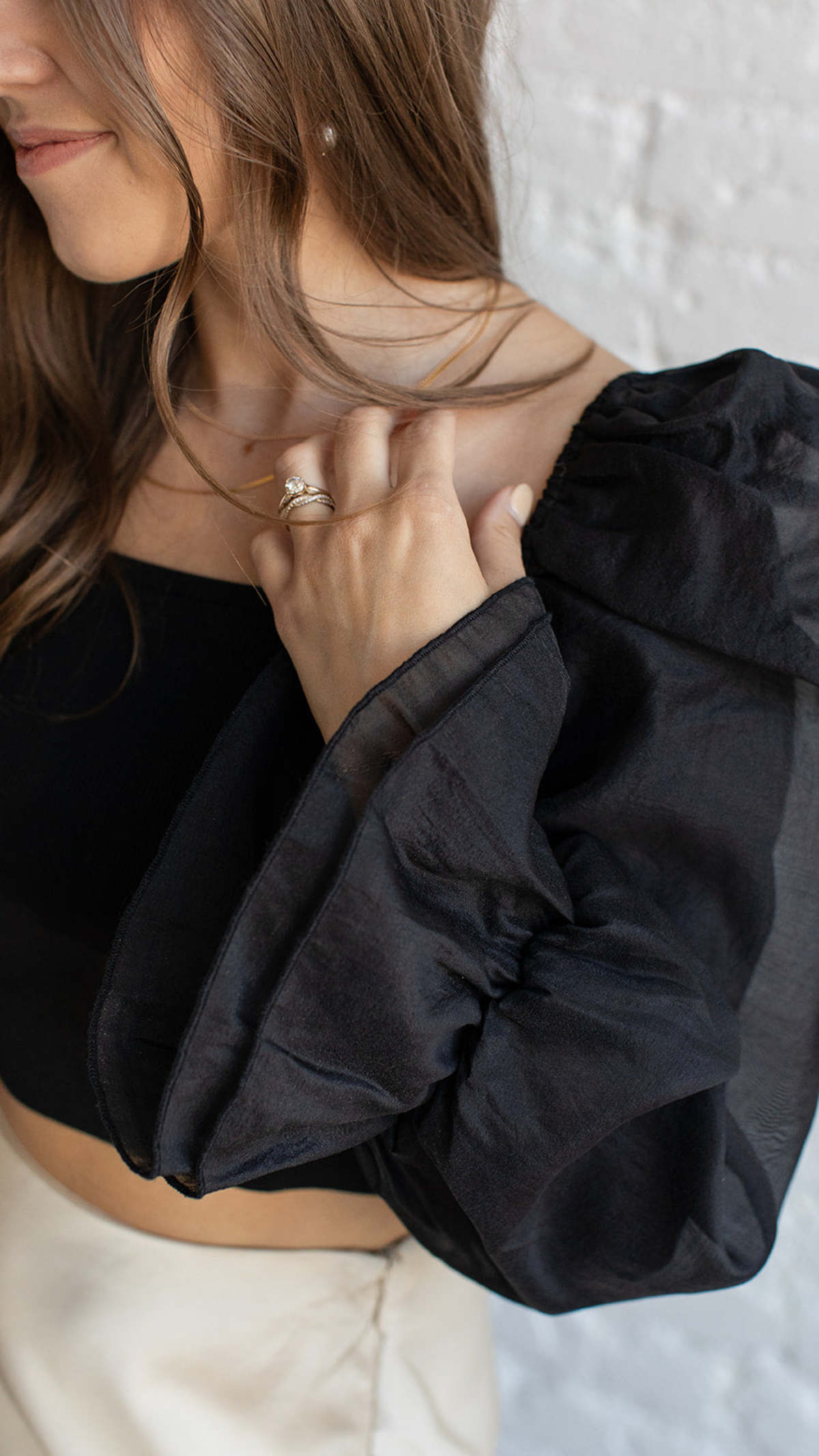 Miou Muse Juliana Puff Sleeve Blouse - Black | Garmentory