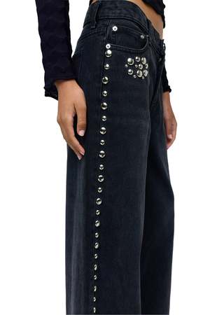 Simon Miller Vroom Studded Jean - Black Wash | Garmentory