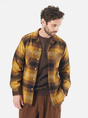 Universal Works Wool Flannel Work Shirt - Mustard Check | Garmentory