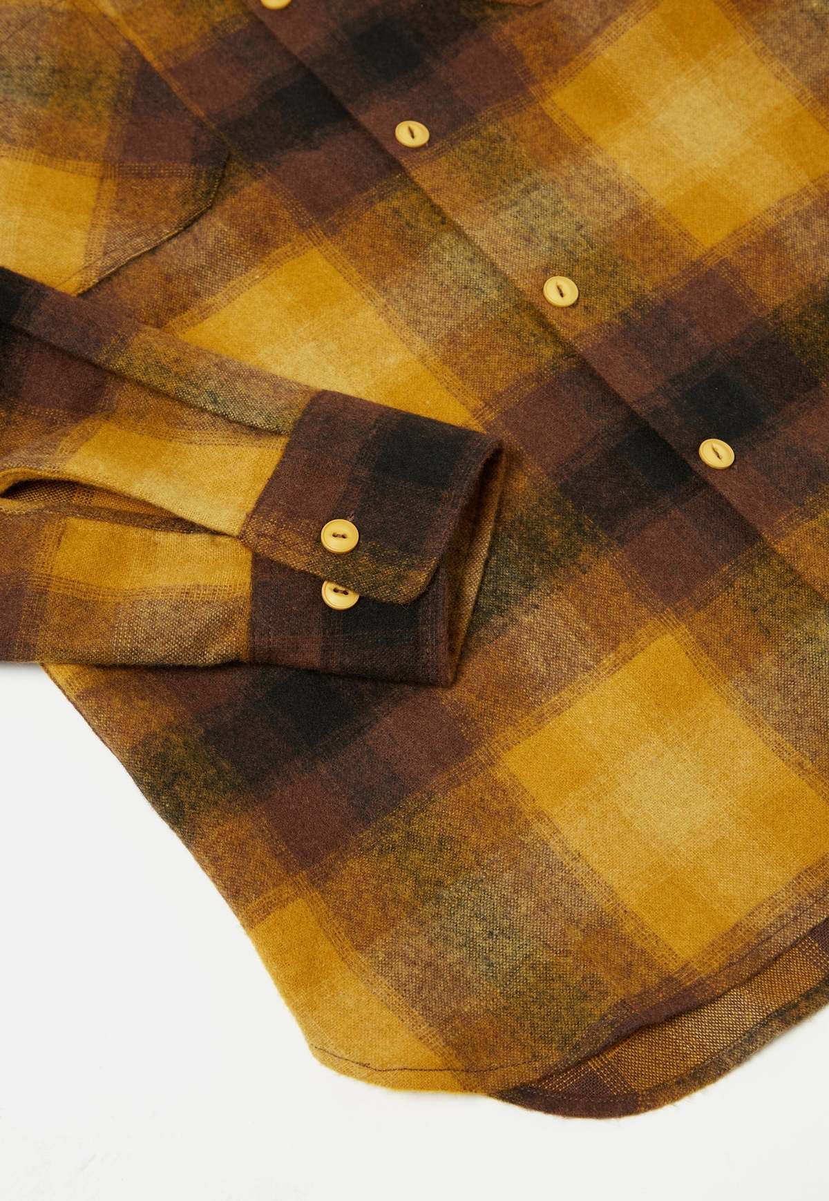 Universal Works Wool Flannel Work Shirt - Mustard Check | Garmentory