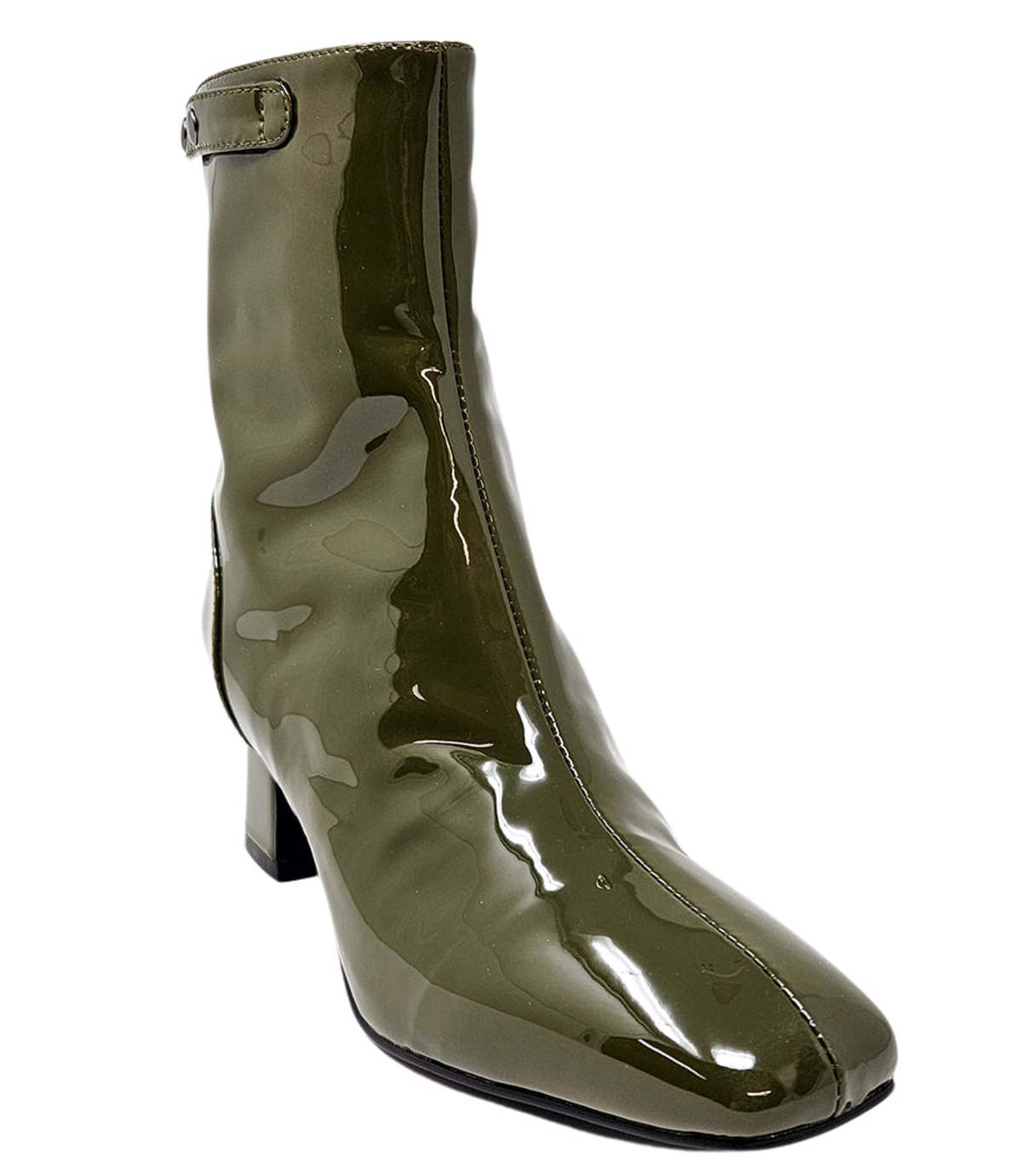 Gini & Albert Olive Patent Leather Zip Up Boot - Olive Green | Garmentory
