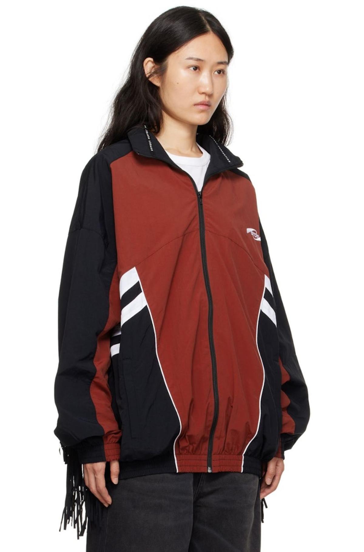 Martine Rose Black & Red Fringe Track Jacket - Burgundy/Black/White ...