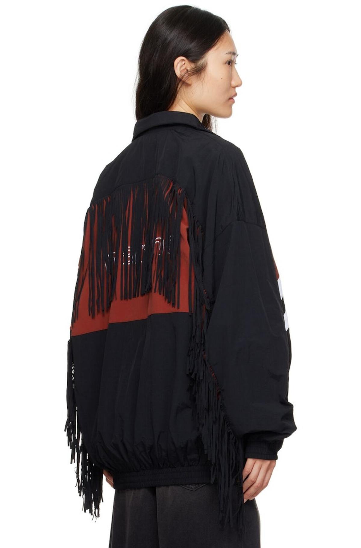 Martine Rose Black & Red Fringe Track Jacket - Burgundy/Black/White ...