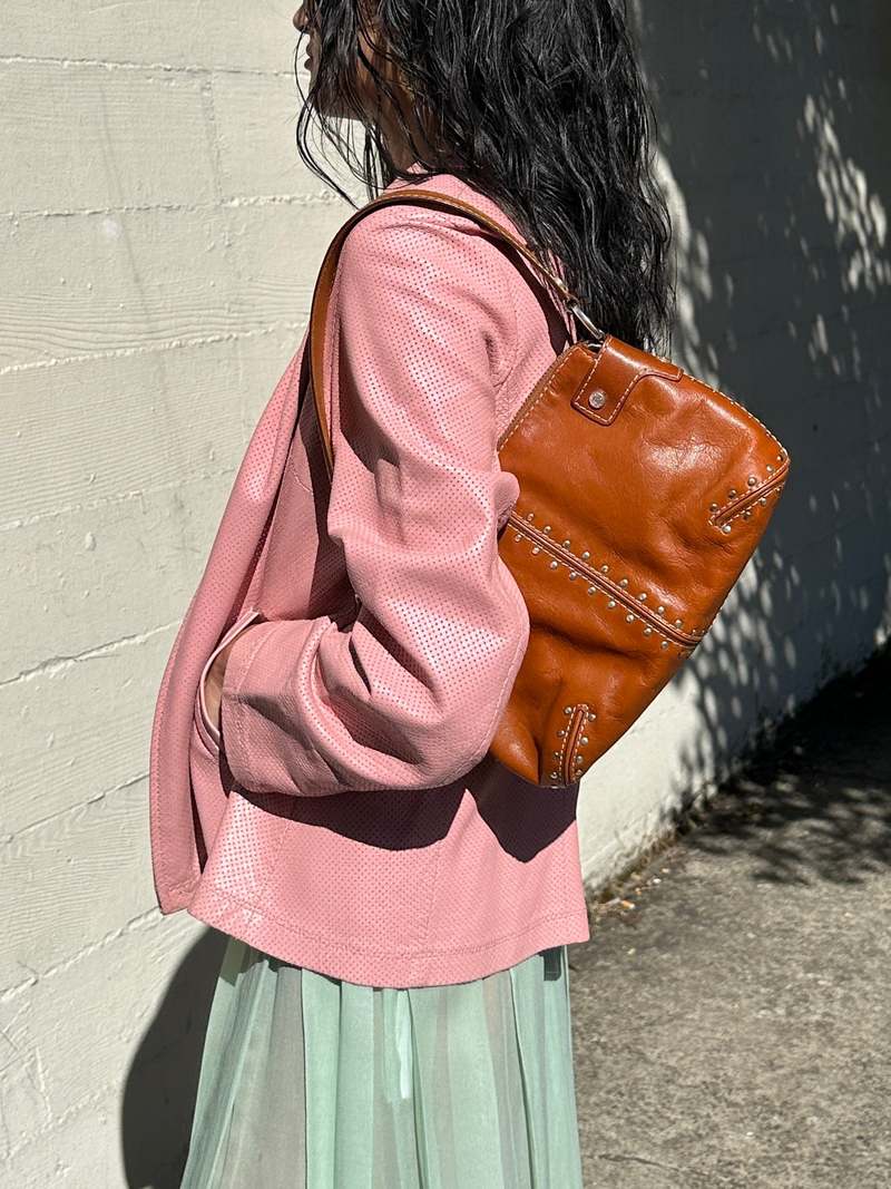 Studded Leather Shoulder Bag - Copper | Garmentory