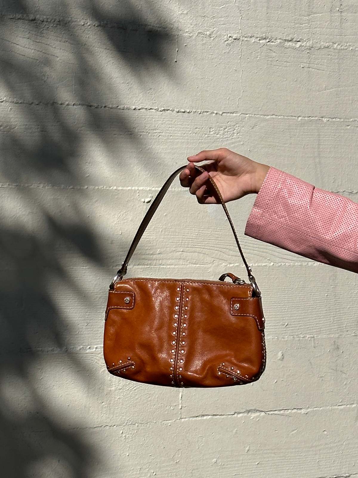 Studded Leather Shoulder Bag - Copper | Garmentory