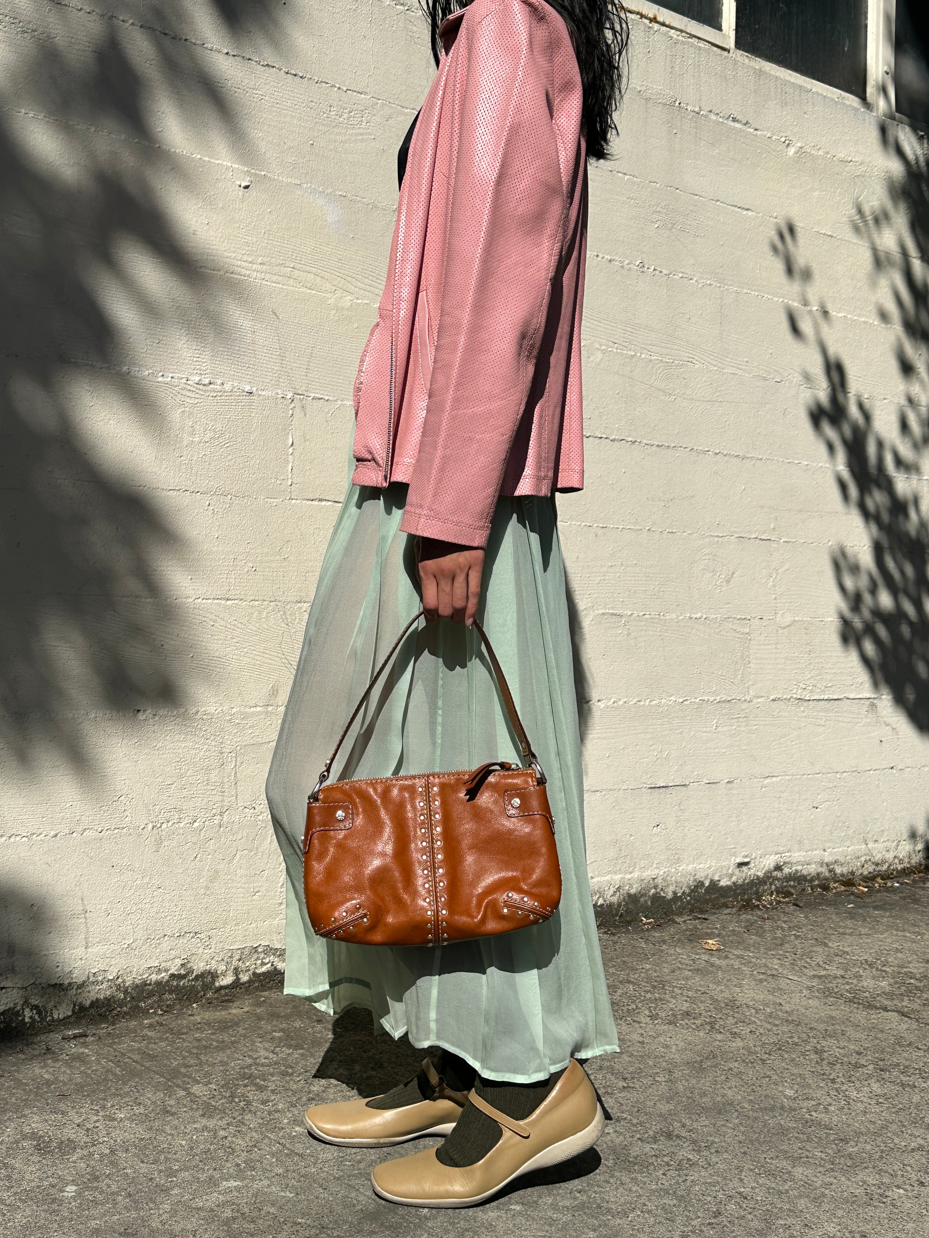 Studded Leather Shoulder Bag - Copper | Garmentory