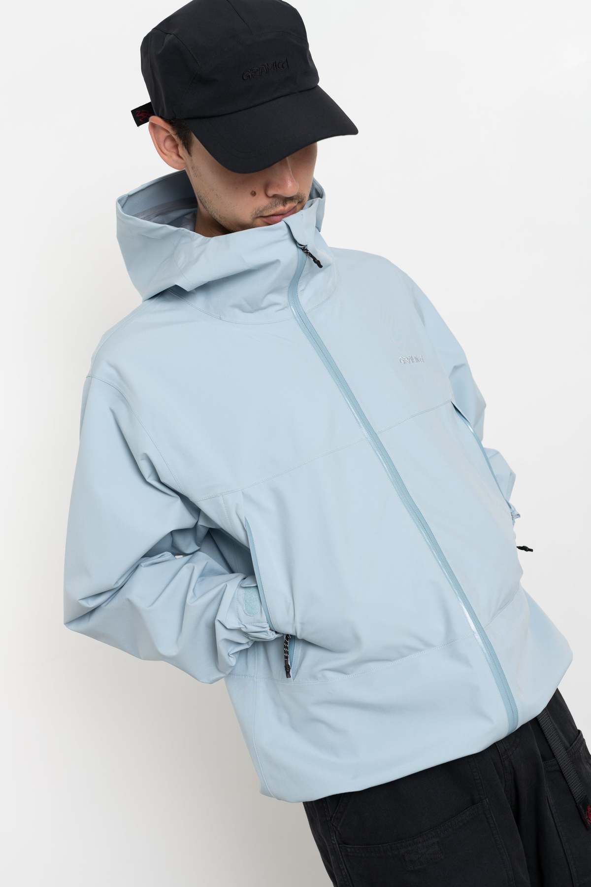 Gramicci Waterproof 3L DWR Laminated Hooded Jacket - Blue | Garmentory