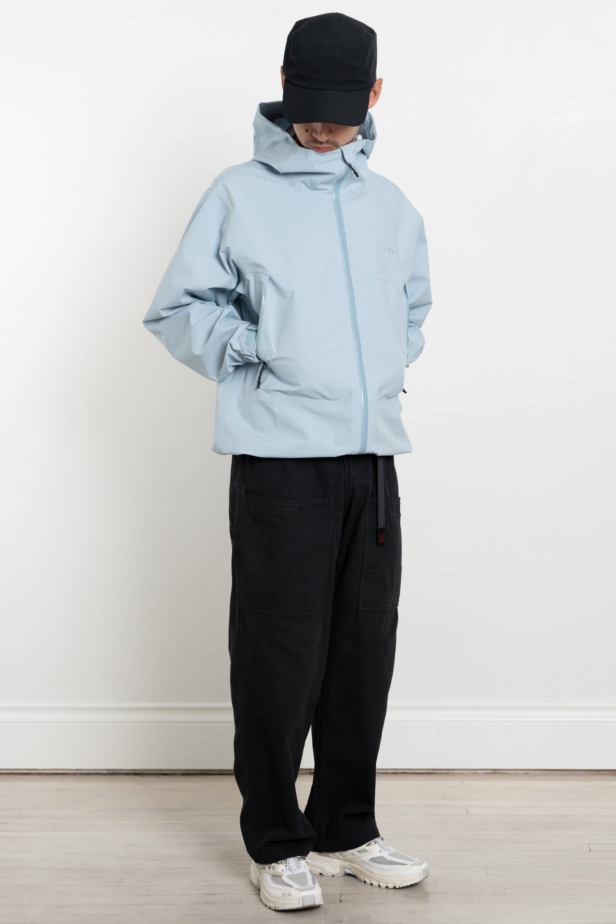 Gramicci Waterproof 3L DWR Laminated Hooded Jacket - Blue | Garmentory