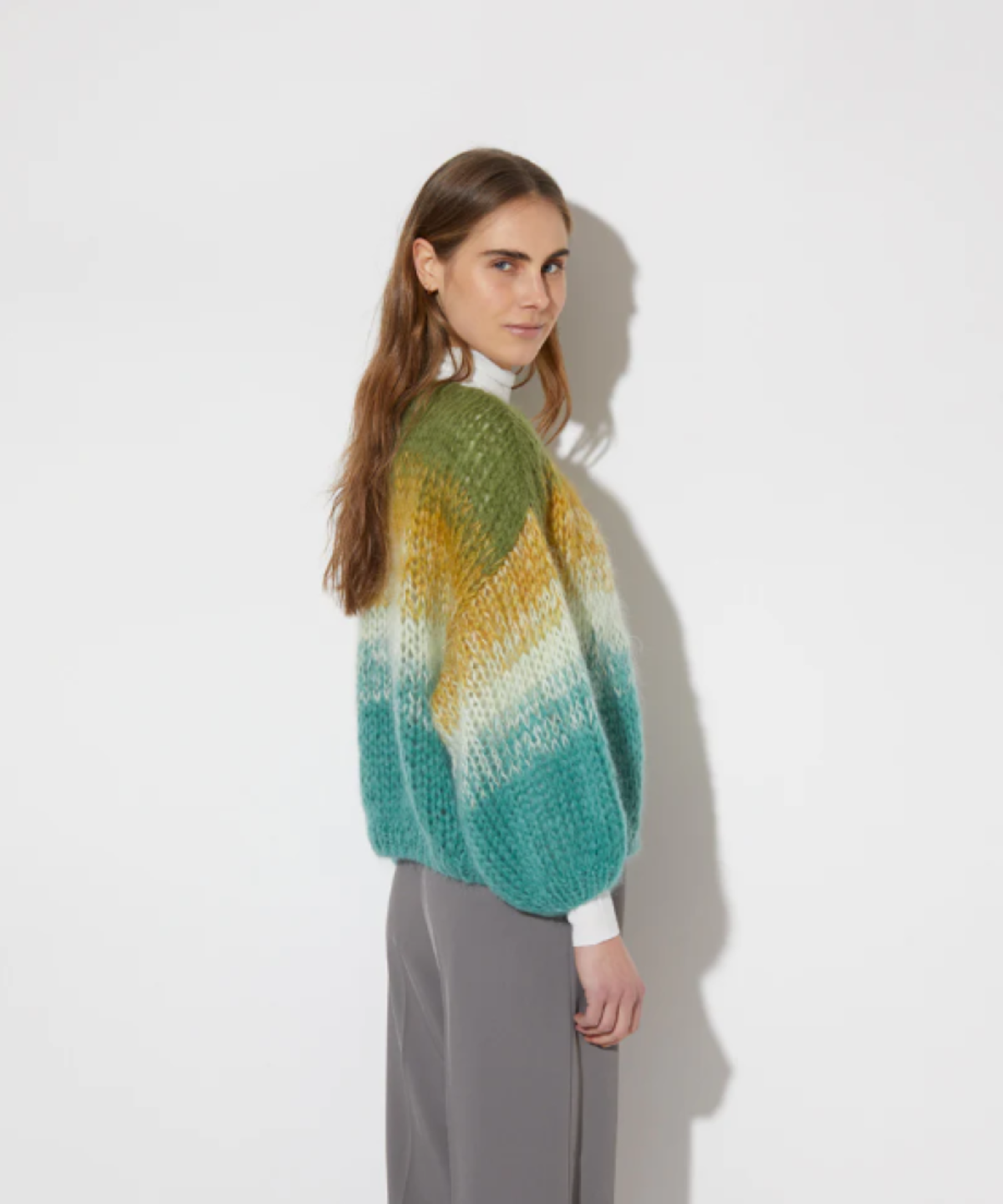 Maiami Gradient Fade Bomber Cardigan - Soft Fall | Garmentory