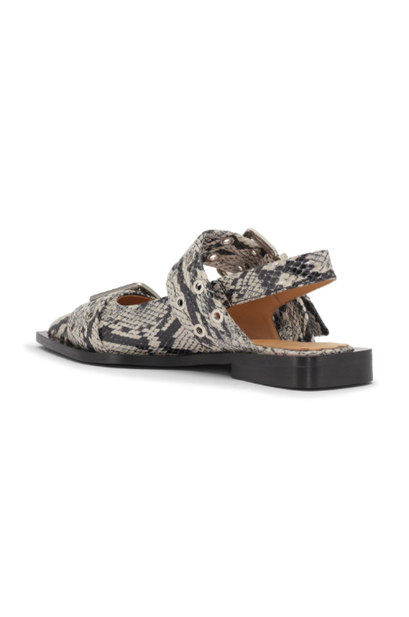 Ganni Chunky Buckle Ballerina Snake - Sand | Garmentory