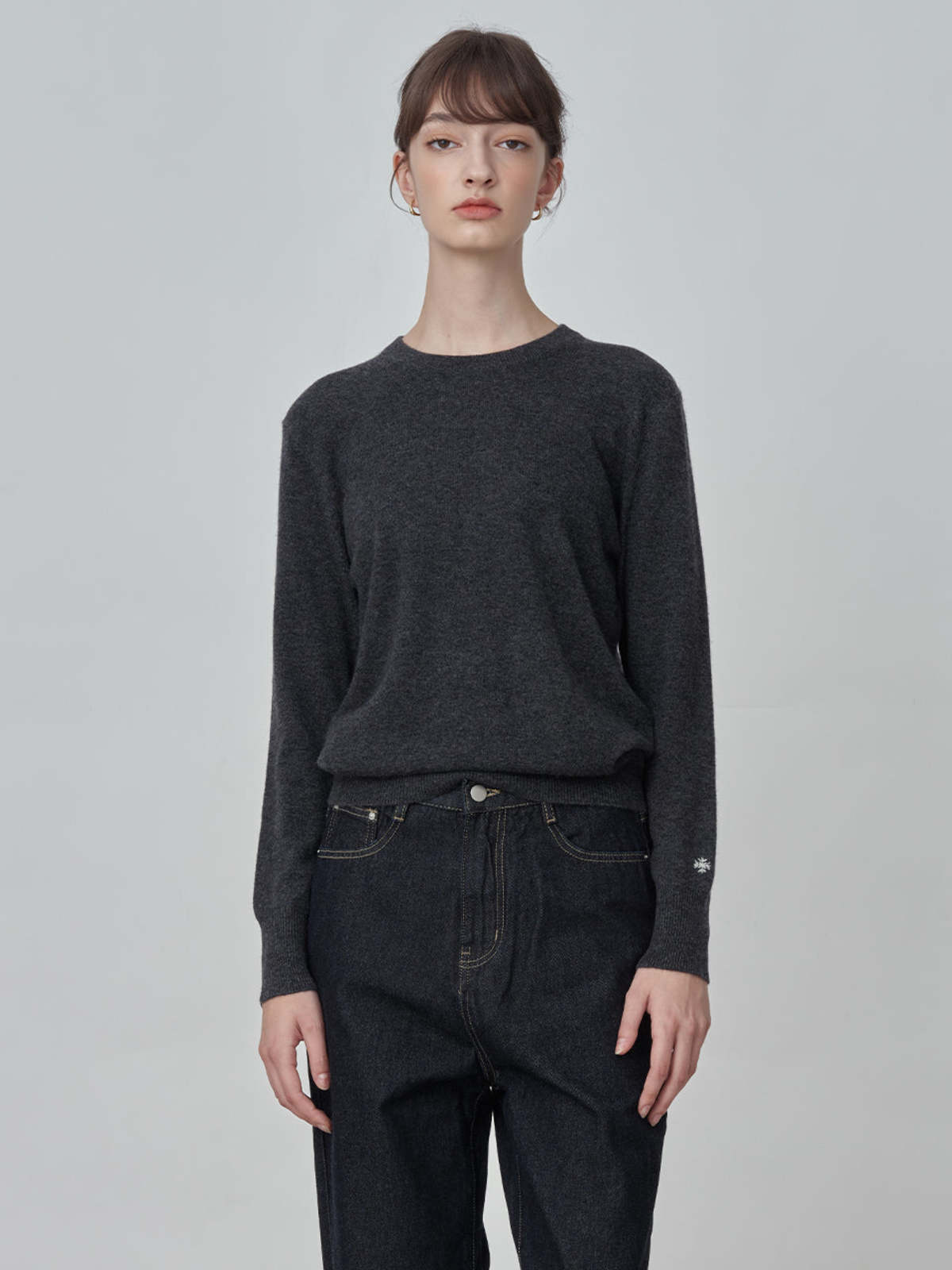 PURECASHMERE NYC Classic Crew Neck Sweater - Graphite | Garmentory