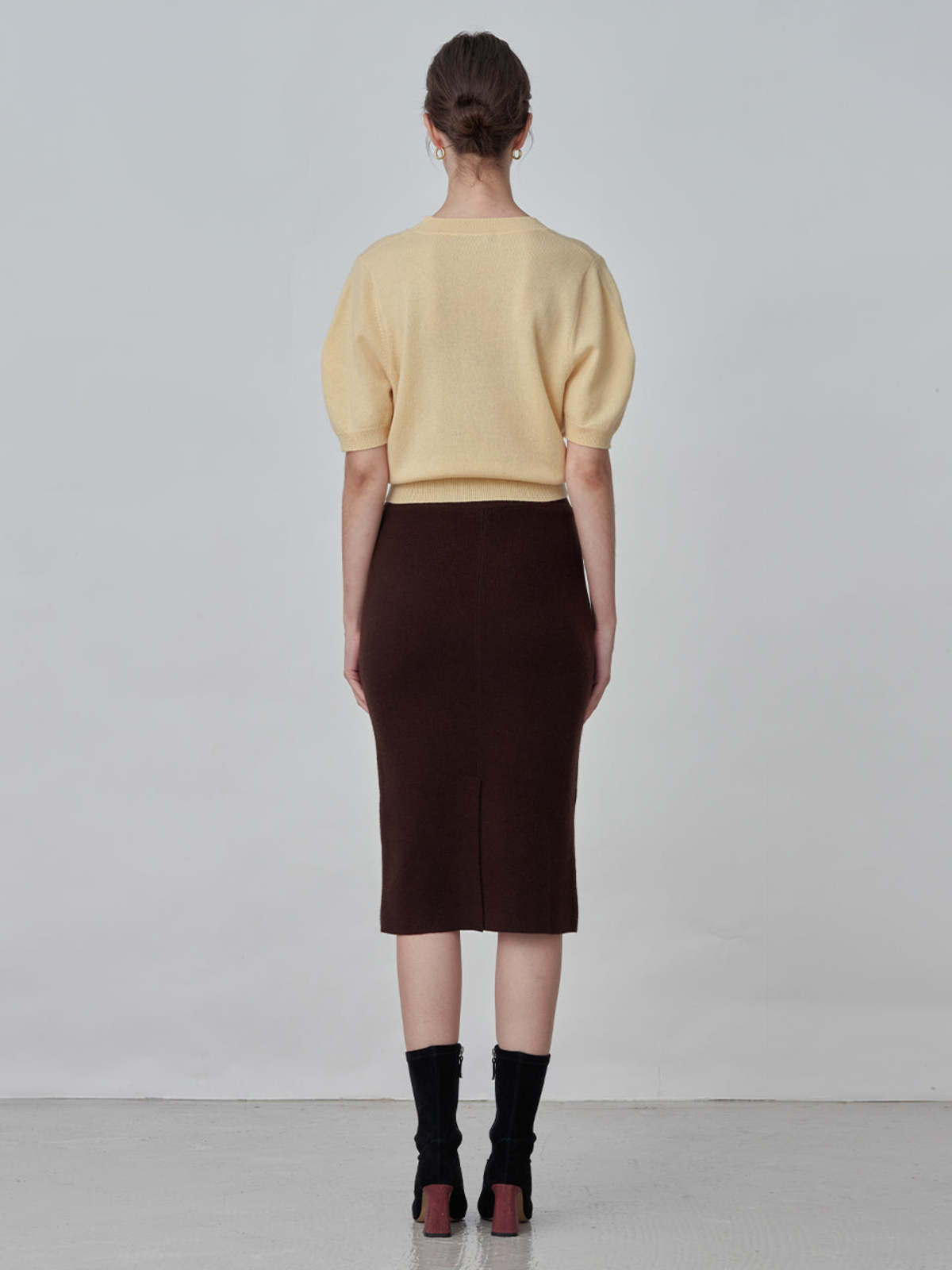 PURECASHMERE NYC Straight Midi Skirt - Brown | Garmentory