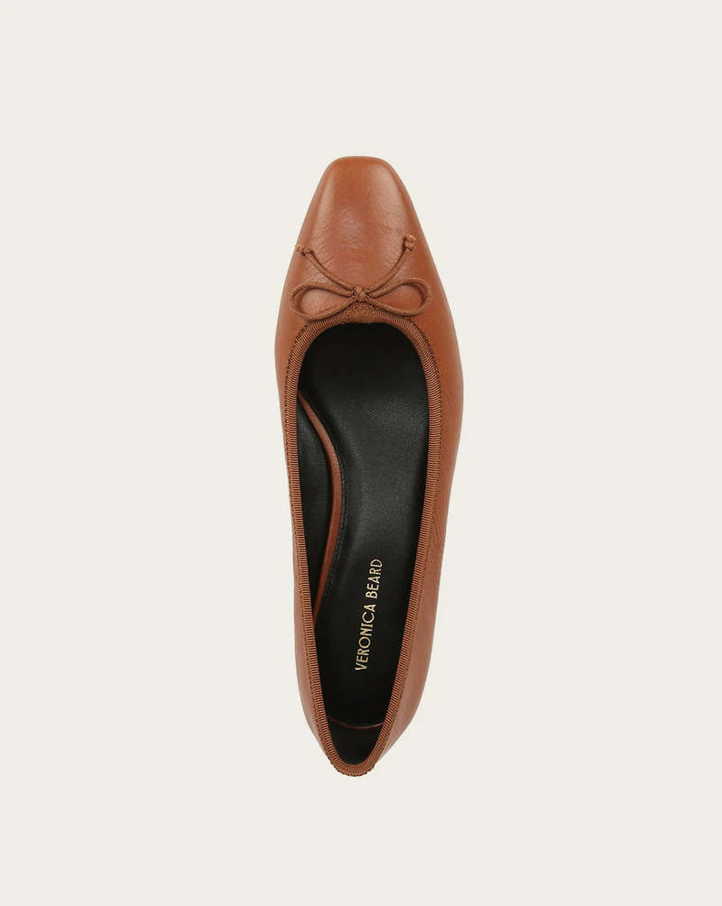Veronica Beard Cecile Leather Ballet Pump - Caramel | Garmentory