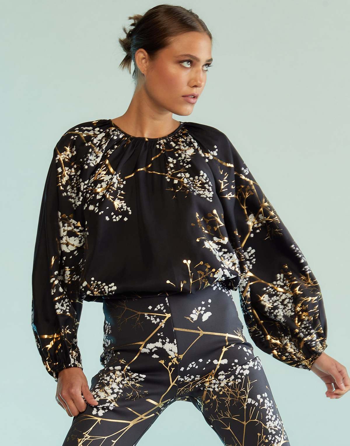 Cynthia Rowley Alice Silk Blouse - Black/Gold | Garmentory