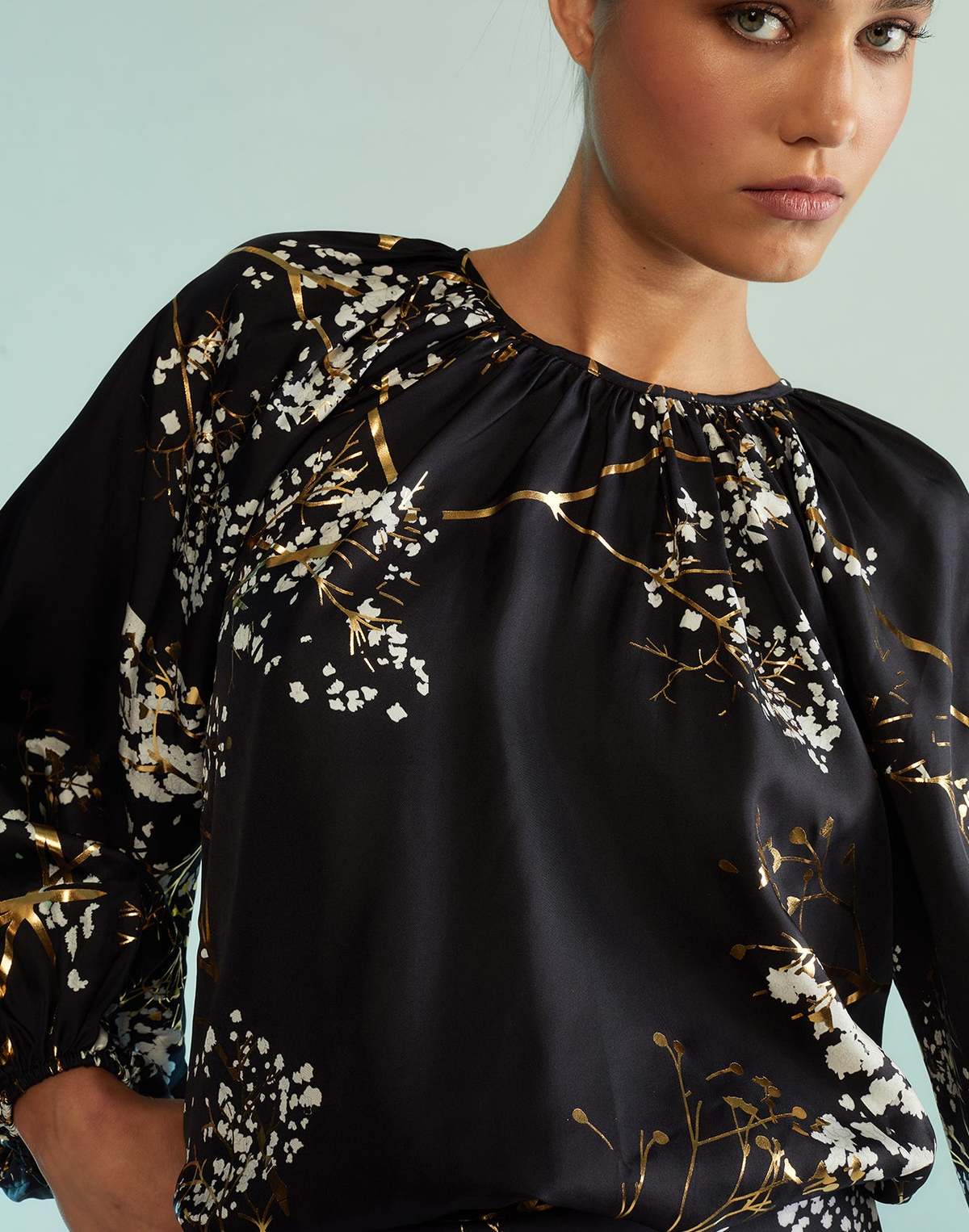 Cynthia Rowley Alice Silk Blouse - Black/Gold | Garmentory