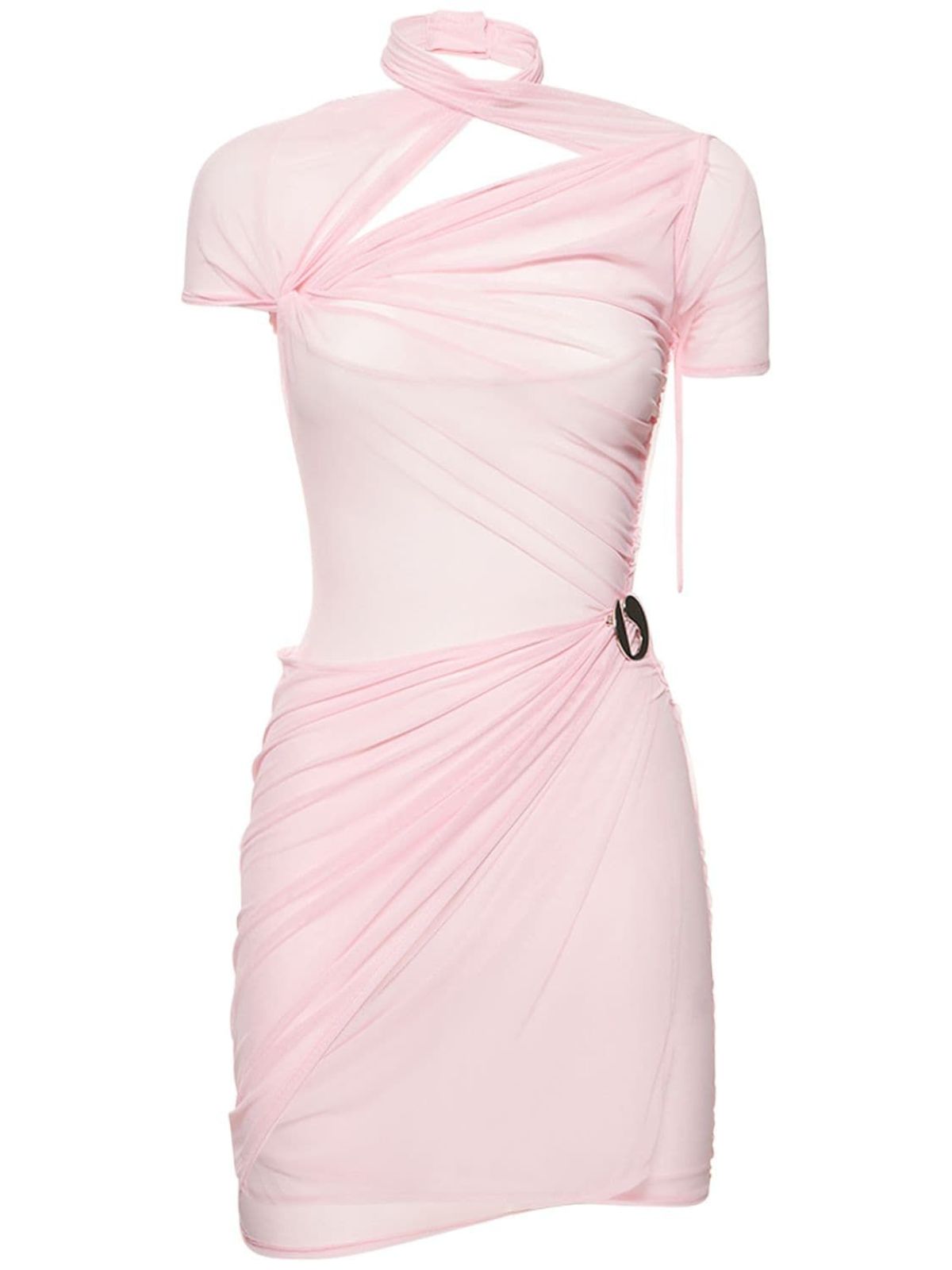 Asymmetric Draped Mesh Dress | Garmentory