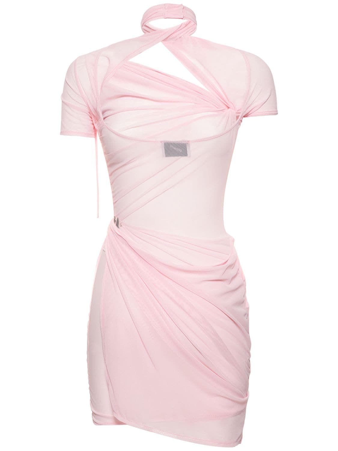 Asymmetric Draped Mesh Dress | Garmentory