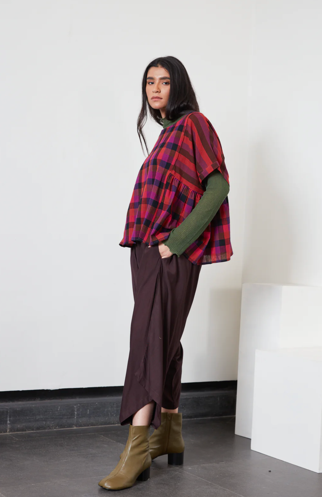 RUJUTA SHETH Becca Top - Kinectic Chex | Garmentory