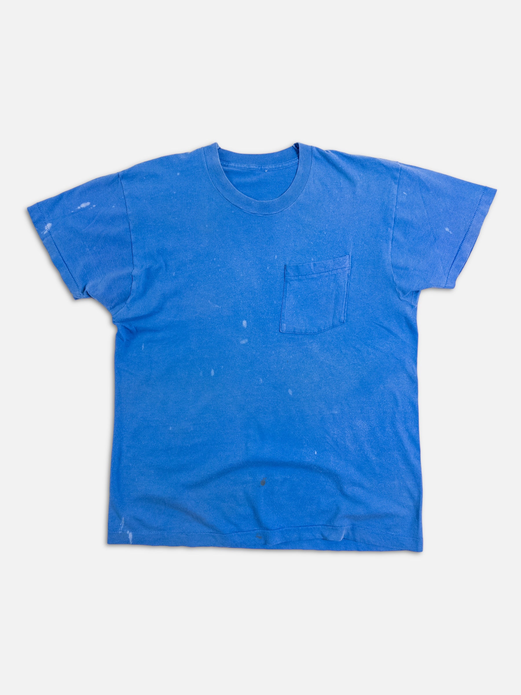 Bleach Splatter Blue Blank Pocket Tee - 1980's | Garmentory