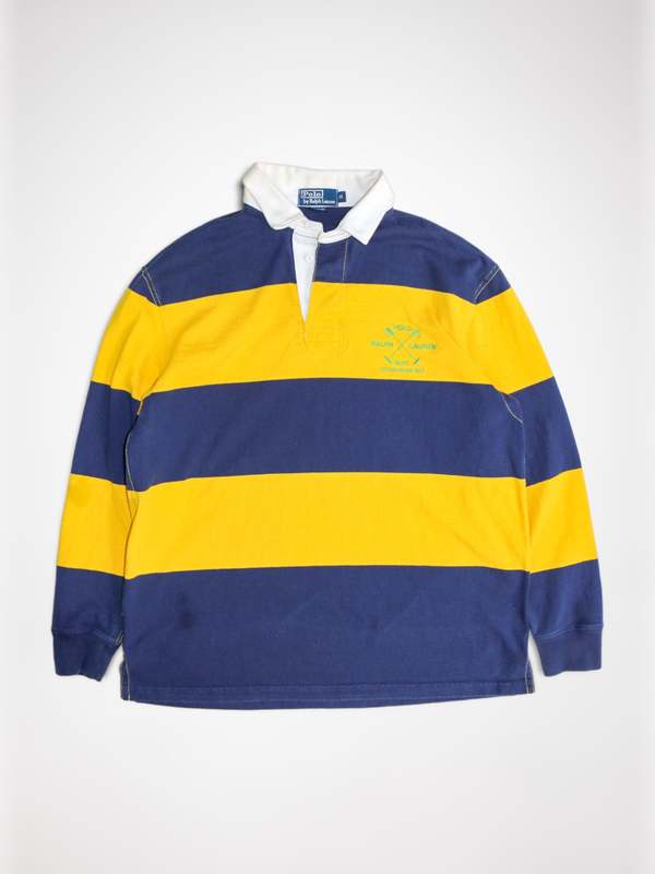 Blue + Yellow Striped Polo Rugby Jersey - 1990's | Garmentory