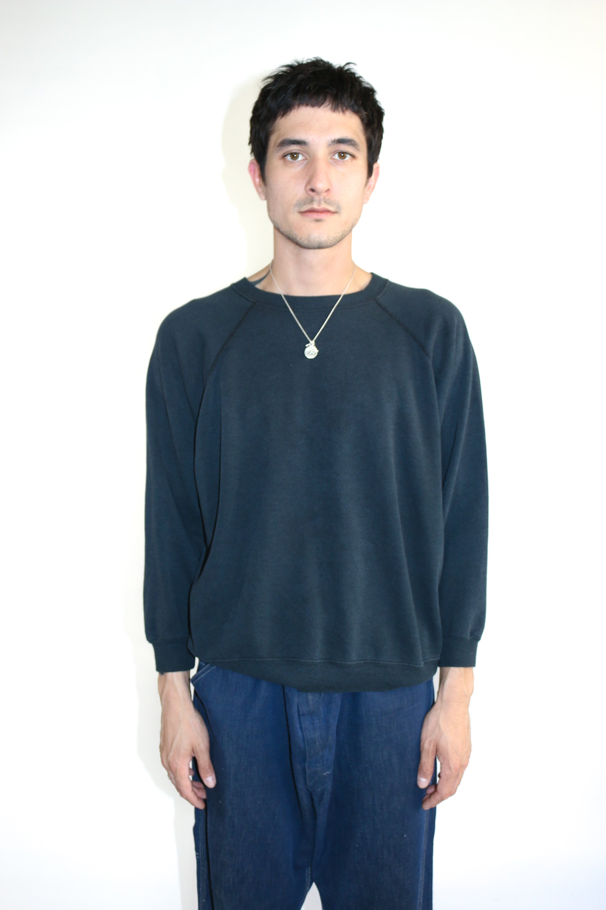 Boxy Blank Black Raglan Sweater - 1990's | Garmentory
