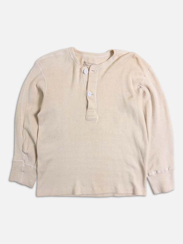 Cream White Thermal Long Sleeve Tee - 1950's | Garmentory