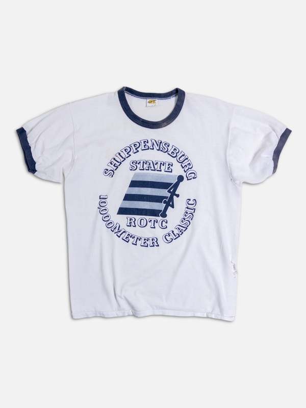 Shippenburg Distressed White Ringer Tee - 1980's | Garmentory