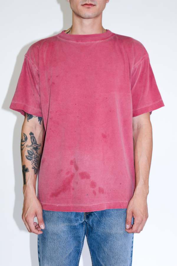 Sun Faded Red Stained Tee - 1980's | Garmentory